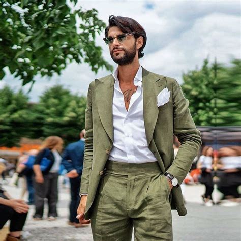 Men Olive Green Linen Suit Men Linen 2 Piece Suits Men Wedding Suit