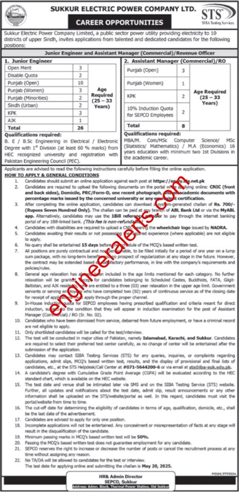 Sepco Jobs 2025 Online Apply Via Sts