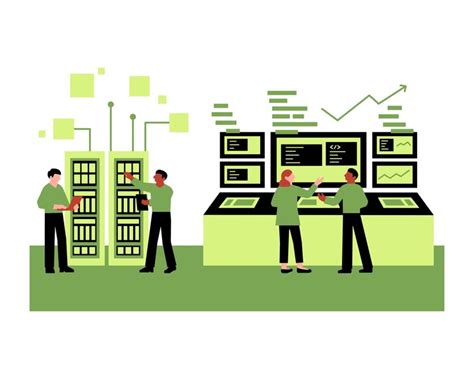 Premium Vector Vector Illustration Of People Working In Data Center Flat Style Design