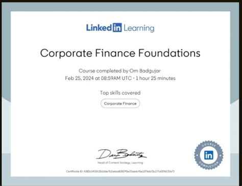 Om Badgujar On Linkedin Corporatefinance Financecertificate Professionaldevelopment