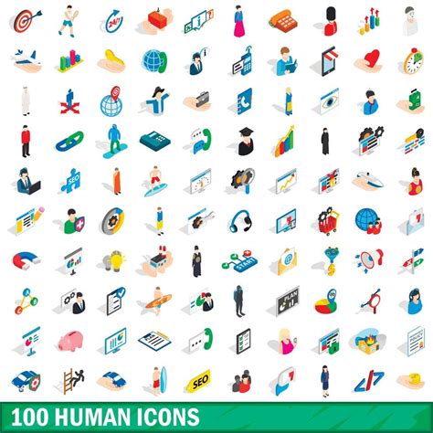 100 Human Icons Set Isometric 3d Style 8772429 Vector Art At Vecteezy