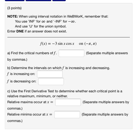 Solved 3 Points Note When Using Interval Notation In