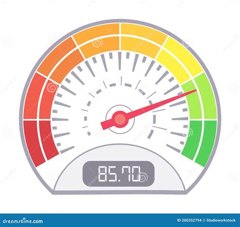 Speedometer Score Indicator With Color Scale Section Stock Vector