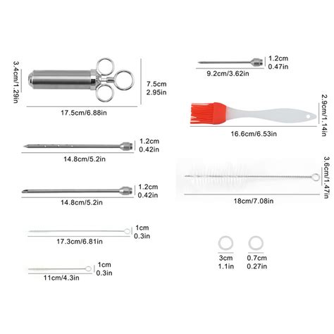 Badu Bg Нови игли от неръждаема стомана Комплект спринцовки за подправки Барбекю Инжектор за