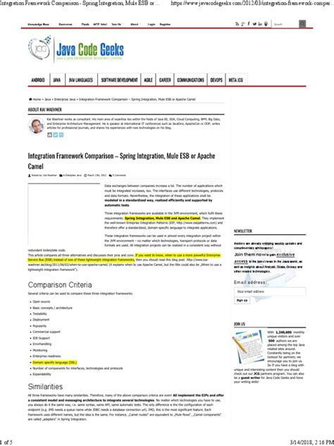 Integration Framework Comparison Spring Integration Mule Esb Or
