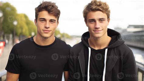 Ai Generated Brothers Concept Two Affectionate Young Men Happily