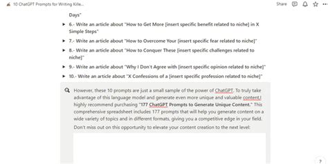 10 Chatgpt Prompts For Writing Killer Content Free Notion Page R Chatgptpro
