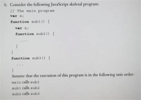 Solved 6 Consider The Following Javascript Skeletal