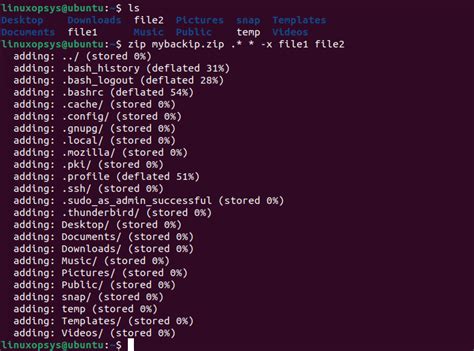 how to zip files and directories from linux command line