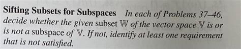 solved sifting subsets for subspaces in each of problems
