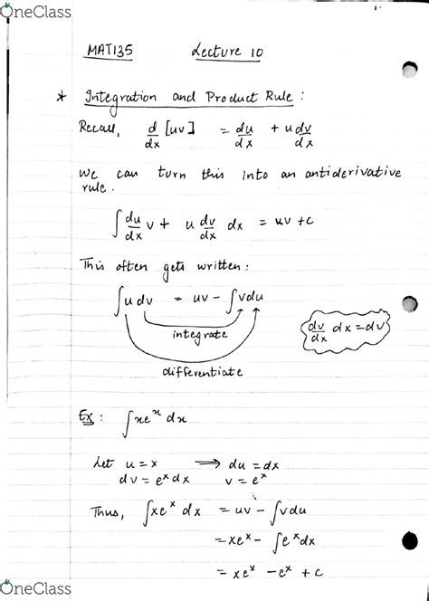 Integration Product Rule