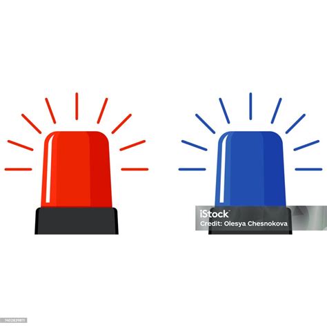 경찰 번쩍이는 불빛 벡터의 집합 빨간색과 파란색 구급차 사이렌 긴급 배지 경찰 차량 조명등에 대한 스톡 벡터 아트 및 기타