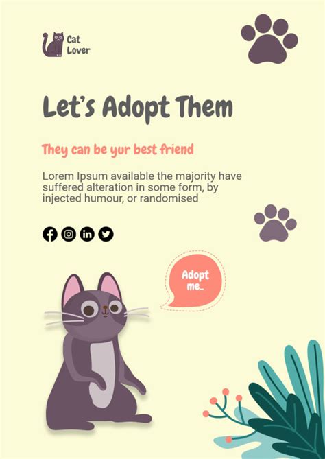 Rescue Cat Adoption Flyer Template With Cute Cartoon Graphics — Kapwing