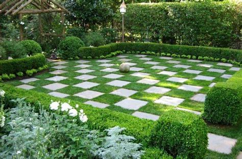 Garden Chess Or Checkers Board With Grass And Patio Blocks Garden