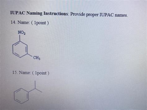 Solved IUPAC Naming Instructions Provide Proper IUPAC Chegg Com