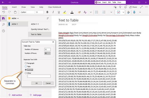 Convert Formatted Text As A Table In OneNote UWP Office OneNote Gem Add Ins