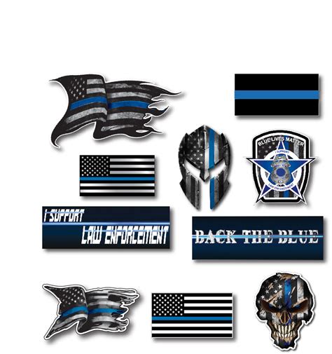 10x Thin Blue Line Decal Sticker Police Officer American Flag Blue