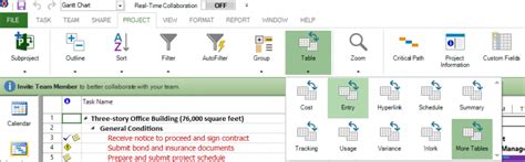 Tables Project Plan 365