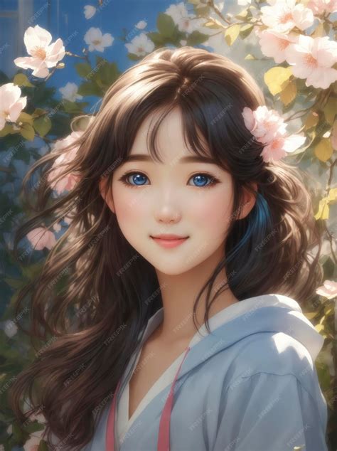 Premium Ai Image Portrait Of A Cute Korean Girl Anime Style