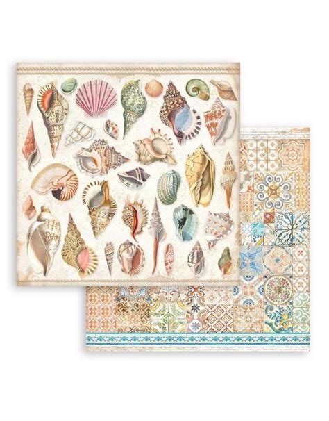 Scrapbooking Double Face Sheet Blue Dream Shells Scraphut
