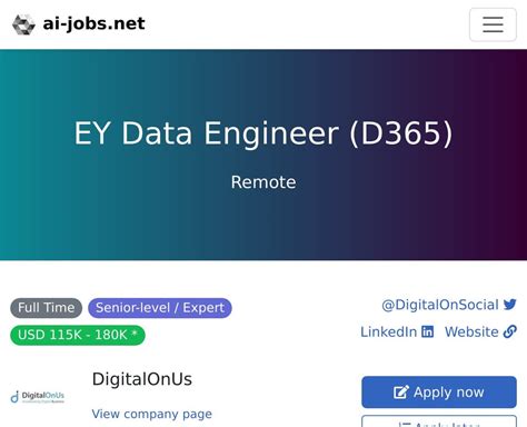 Hiring Ey Data Engineer D365 Remote Raimljobs