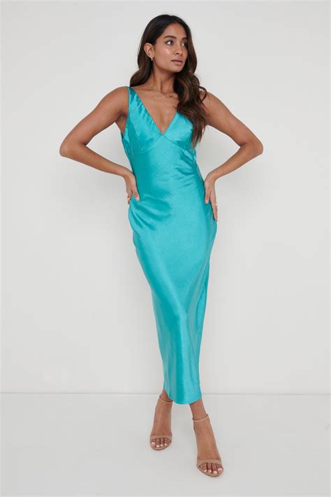Aqua Blue Satin Gown