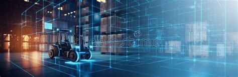 Robotic Arm And Forklift Taking A Cardboard Box In The Warehouse Autonomous Robot