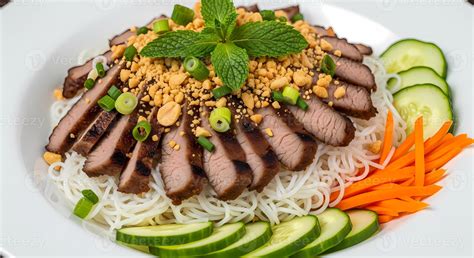 Flavorful Vietnamese Bun Thit Nuong Grilled Pork And Rice Noodle Salad
