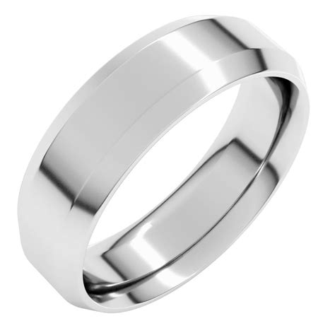 10k White Gold 8mm Beveled Edge Comfort Fit Bridal Wedding Engagement