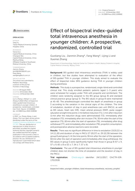 Pdf Effect Of Bispectral Index Guided Total Intravenous Anesthesia In