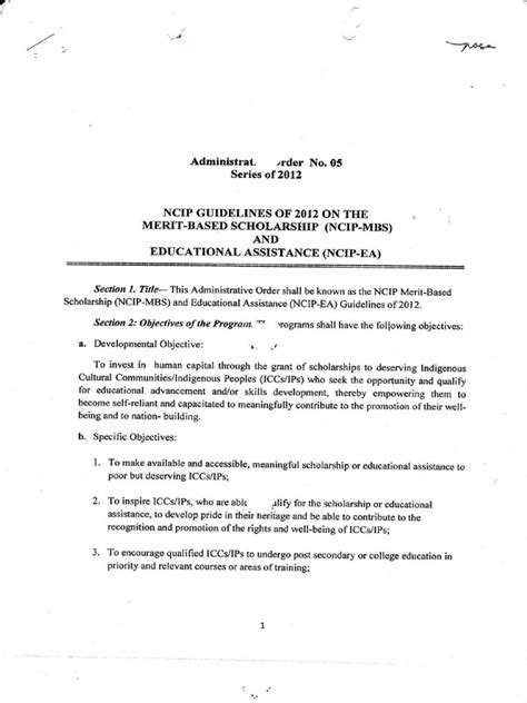 Ao No 05 S 2012 Ncip Mbs Ncip Eap Pdf Pdf Bachelors Degree Academia