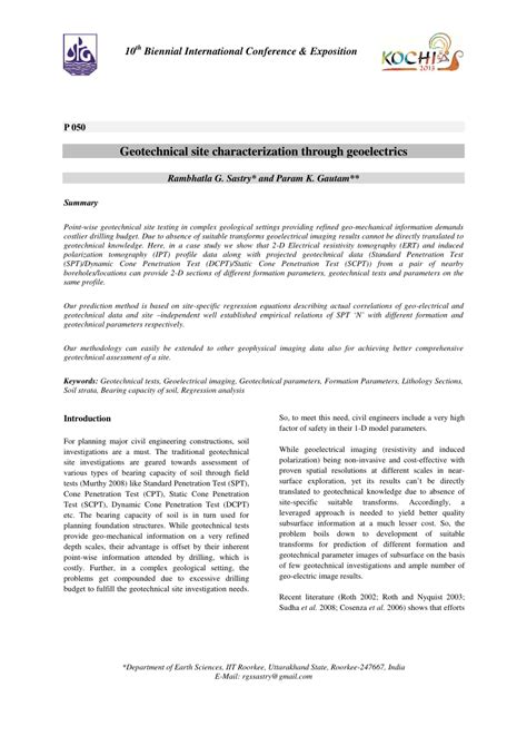 pdf geotechnical site characterization through geoelectrics