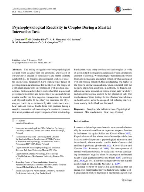 Pdf Psychophysiological Synchrony During Verbal Interaction In Romantic Relationships