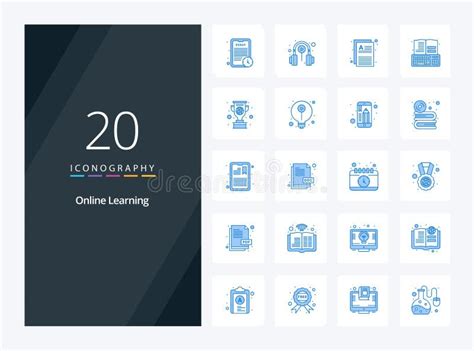 20 Online Learning Blue Color Icon For Presentation Stock Vector Illustration Of Disc