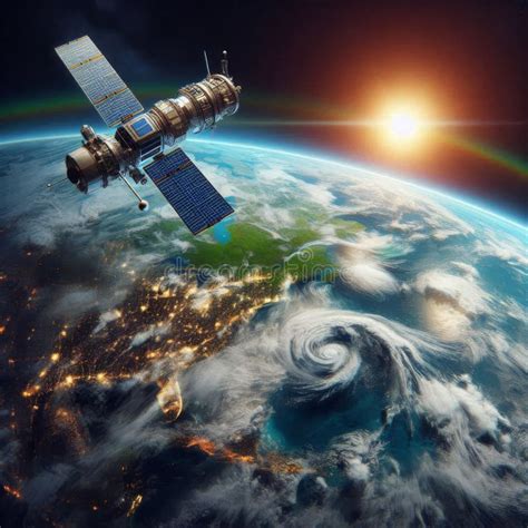 Satellite Monitoring Weather Patterns On Planet Earth Stock