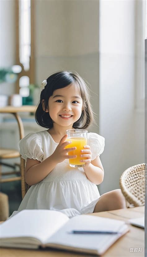 喝果汁的小女孩，儿童素材，详情素材 花瓣网