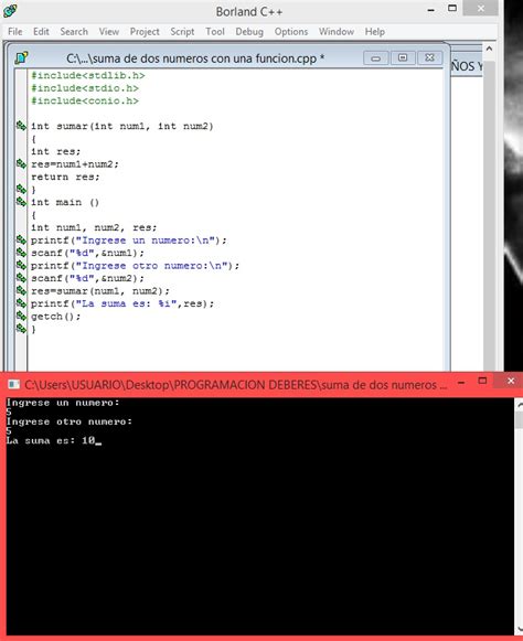 PROGRAMACION Suma De Dos Numeros Con Una Funcion