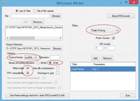 MS Convert Settings MS Convert Program Is Used To Convert Mass Download Scientific Diagram