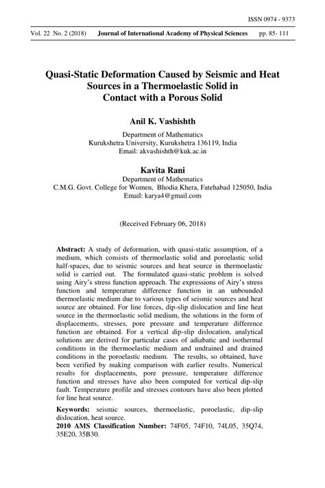 Pdf Quasi Static Deformation Caused By Seismic And Heat Sources In A