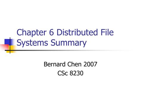 PPT Chapter 6 Distributed File Systems Summary PowerPoint