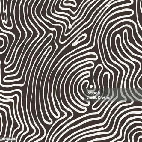 Vector Monochrome Pattern Curved Lines Black And White Grunge Background Stock Illustration