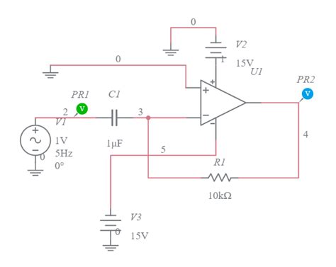 Ideal Differentiator Using Op Amp Multisim Live