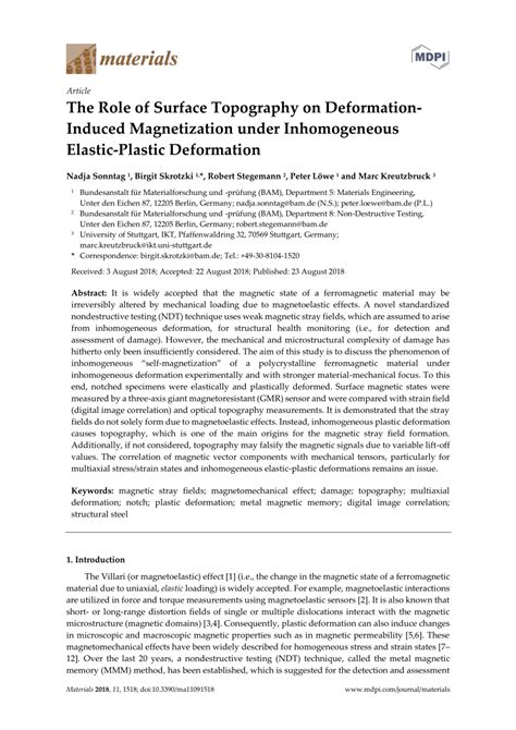 Pdf The Role Of Surface Topography On Deformation Induced