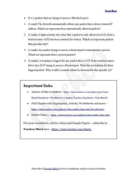 Sets Class 11 Maths Case Based Questions Worksheet With Answer