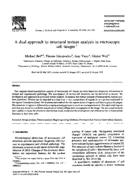 Pdf A Dual Approach To Structural Texture Analysis In Microscopic Cell Images Theano