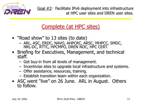 Ppt Ipv6 Dod Pilot Implementation On Dren Powerpoint Presentation