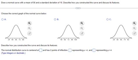 Solved Draw A Normal Curve With A Mean Of And A Standard Chegg