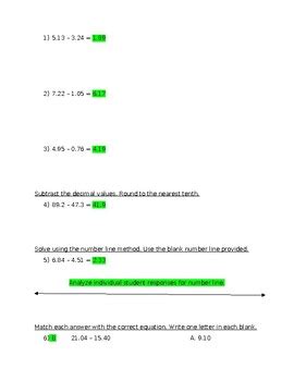 Subtracting Decimals Test By Brooke Van Der Horn TPT