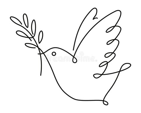 Dove Peace Line Drawing Stock Illustrations 2731 Dove Peace Line