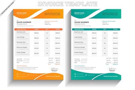 Premium Vector Corporate Modern Business Invoice Bill Form Design